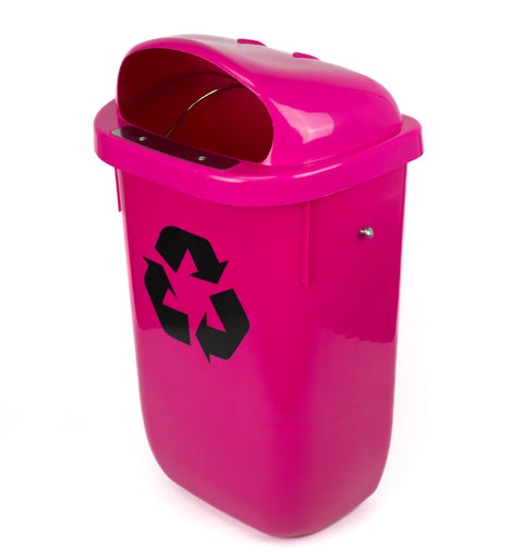 Wall Mounted Pink Waste Bin 50L