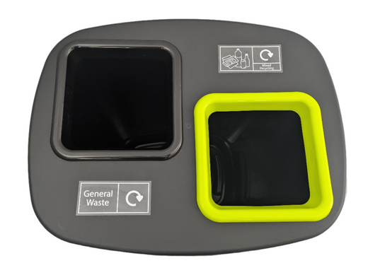 Large Durable 2 Compartment Recycling Bin with Inserts - 2 x 45 Litre