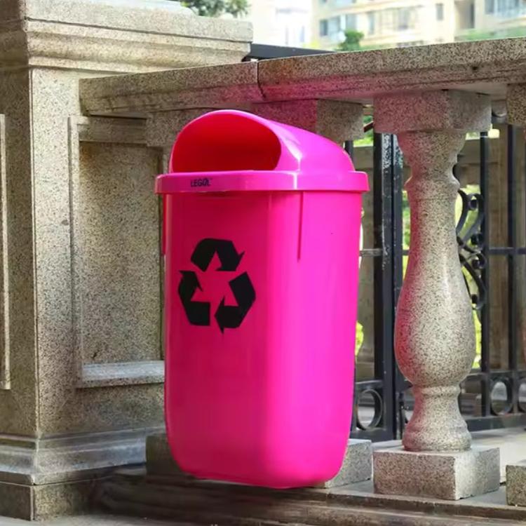 Wall Mounted Pink Waste Bin 50L