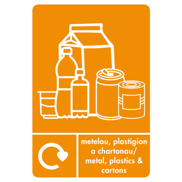 A5 Bilingual Metal, Plastics & Cartons Recycling Sticker
