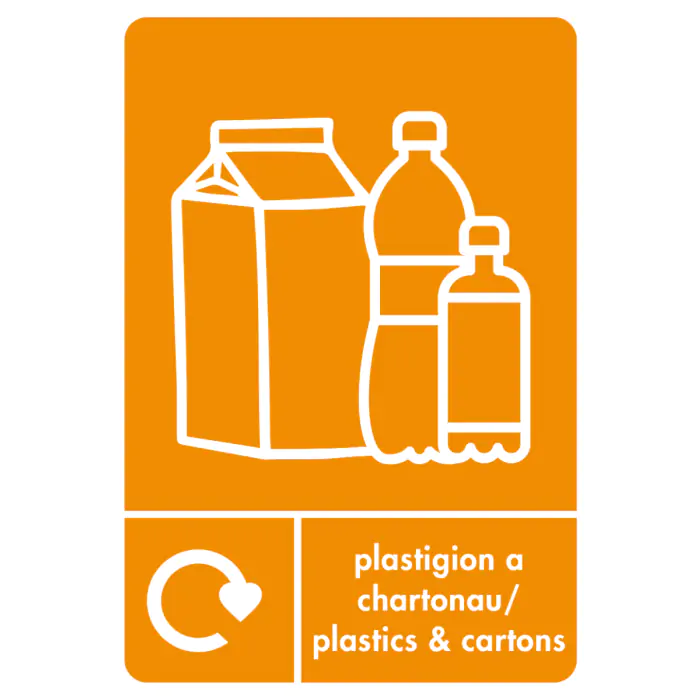 A5 Bilingual Plastics & Cartons Recycling Sticker