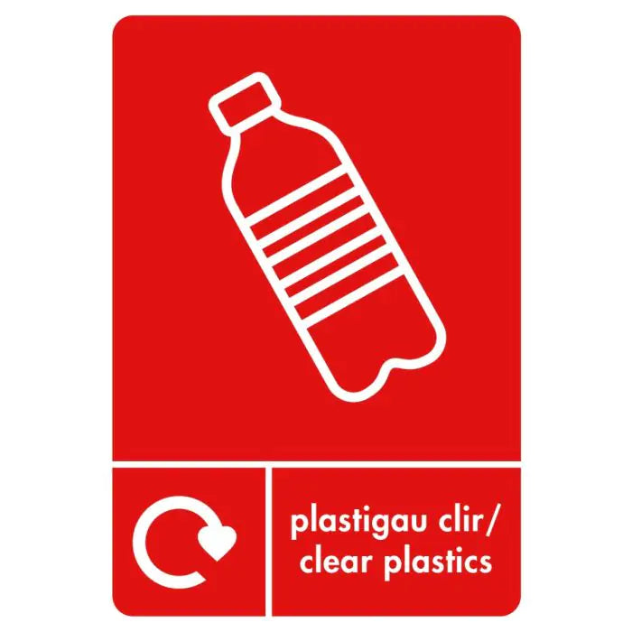 A5 Bilingual Clear Plastic Recycling Sticker