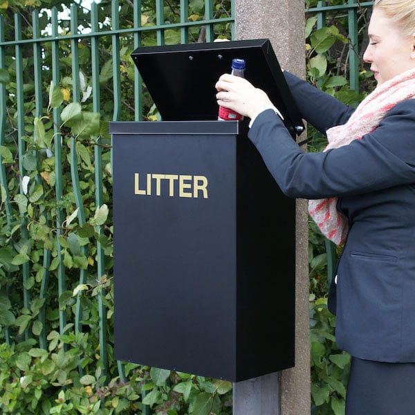 Square Shaped Post or Wall Mountable Litter Bin | 56 Litre